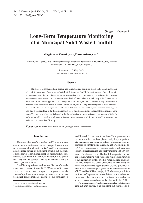 (PDF) Long-term temperature monitoring of municipal solid waste ...