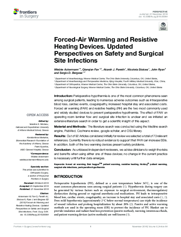 (PDF) Forced-Air Warming and Resistive Heating Devices. Updated ...