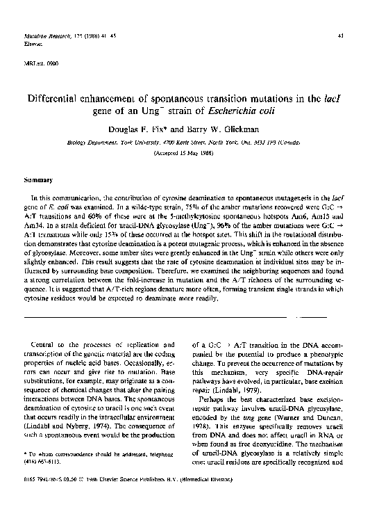 (PDF) Differential enhancement of spontaneous transition mutations in ...