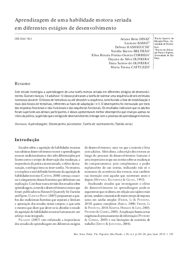 (PDF) Learning of a motor serial skill in different stages of development