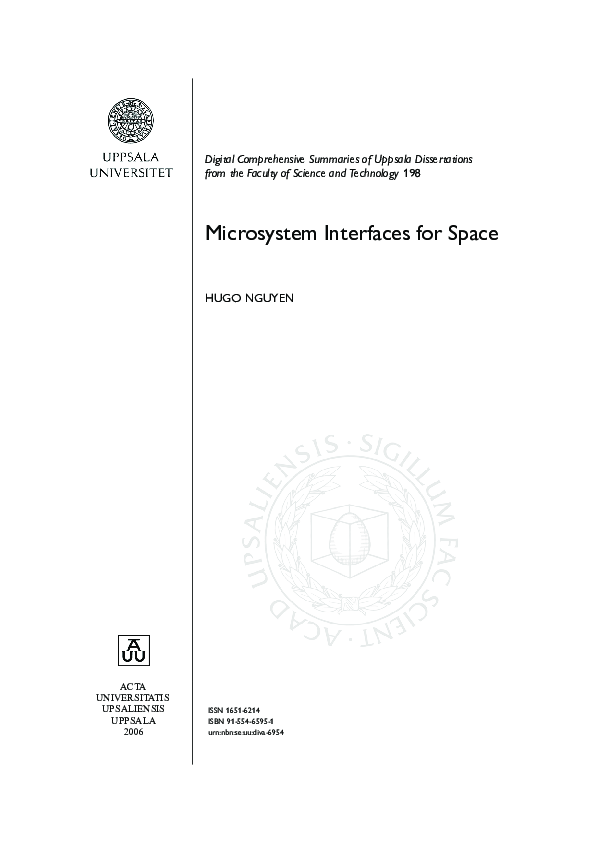 (PDF) Microsystem Interfaces for Space