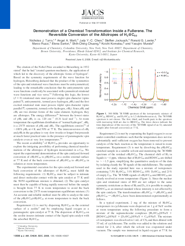 (PDF) Demonstration of a chemical transformation inside a fullerene ...