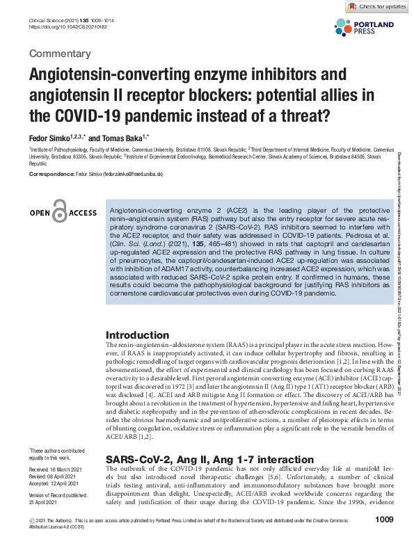 (PDF) Angiotensin-converting enzyme inhibitors and angiotensin II ...