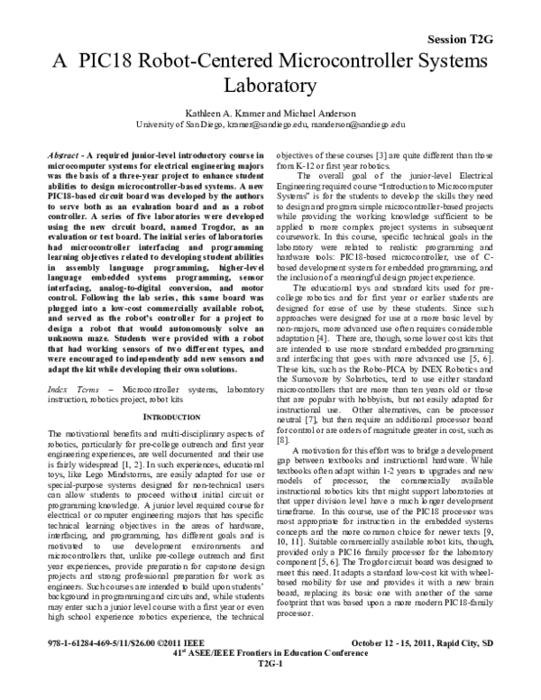 (PDF) A PIC18 robot-centered microcontroller systems laboratory