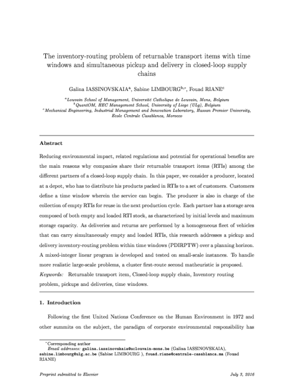 (PDF) The inventory-routing problem of returnable transport items with ...