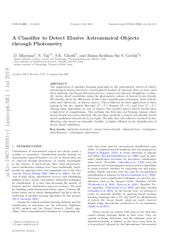 (PDF) A Classifier to Detect Elusive Astronomical Objects through Photometry | Rama Krishna ...