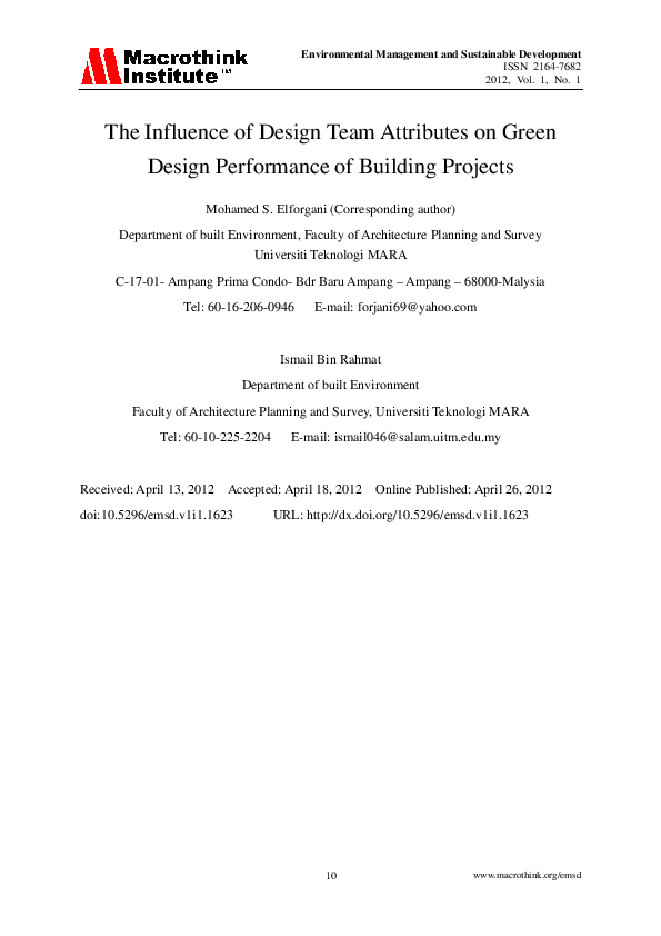 (PDF) The Influence of Design Team Attributes on Green Design ...