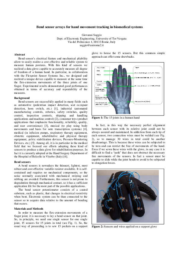 (PDF) Bend sensor arrays for hand movement tracking in biomedical systems