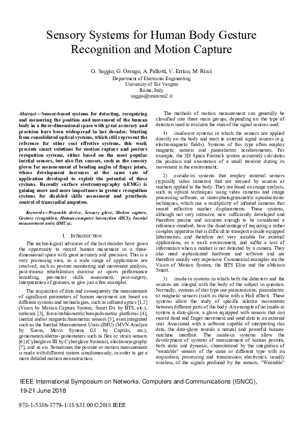 (PDF) Sensory Systems for Human Body Gesture Recognition and Motion ...