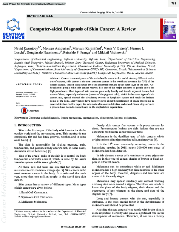 (PDF) Computer-aided Diagnosis of Skin Cancer: A Review