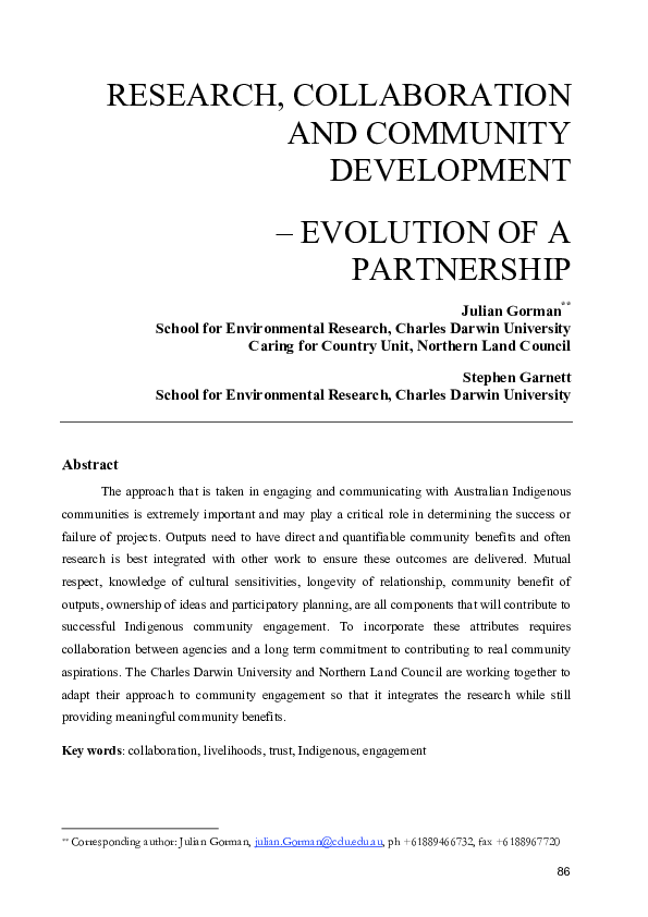 (PDF) Research, collaboration and community development - Evolution of ...