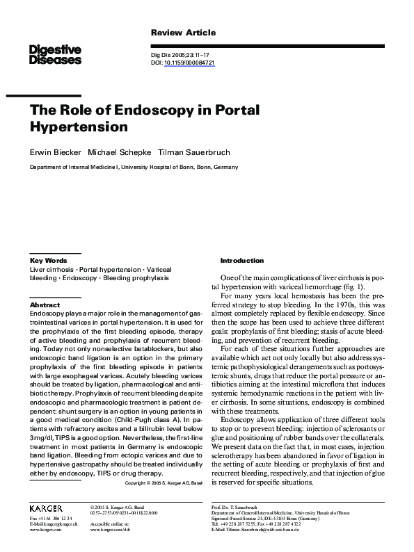 (PDF) The Role of Endoscopy in Portal Hypertension
