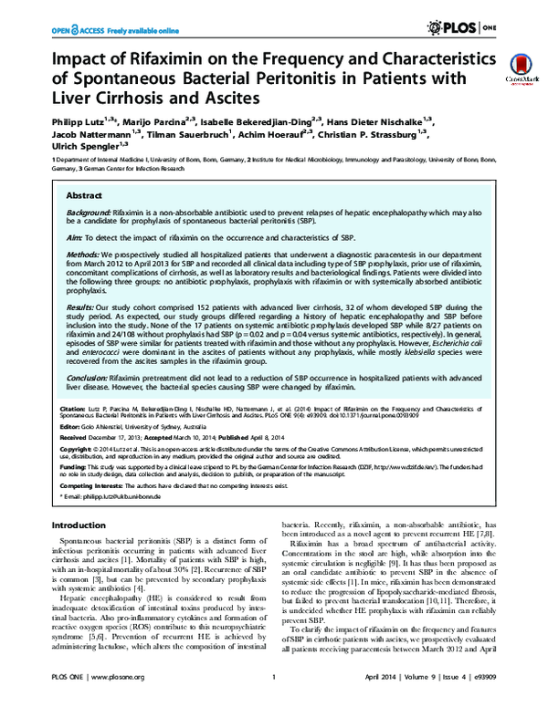 (PDF) Rifaximin's Effect on Bacterial Peritonitis in Cirrhosis