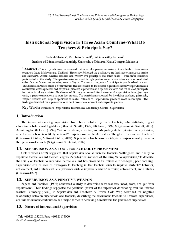 (PDF) Instructional Supervision in Three Asian Countries-What Do ...