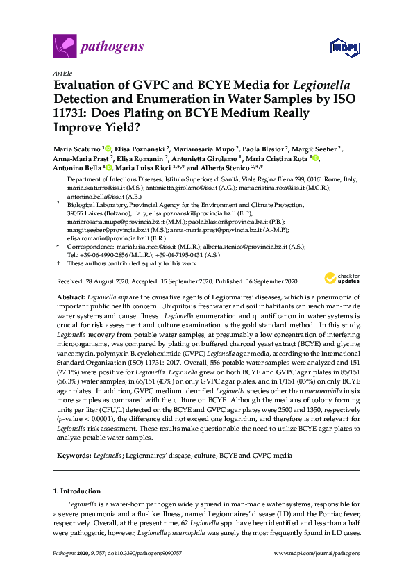 (PDF) Evaluation of GVPC and BCYE Media for Legionella Detection and ...