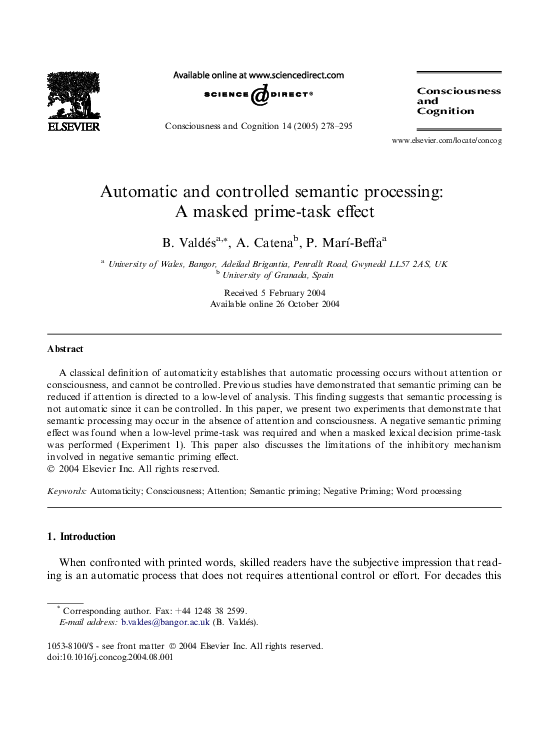 (PDF) Automatic and controlled semantic processing: a masked prime-task ...