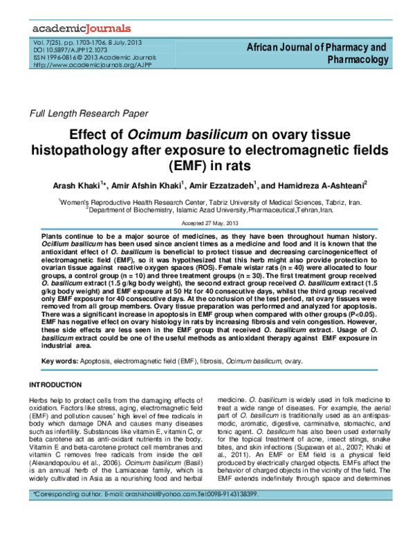 (PDF) Effect of Ocimum basilicum on ovary tissue histopathology after ...