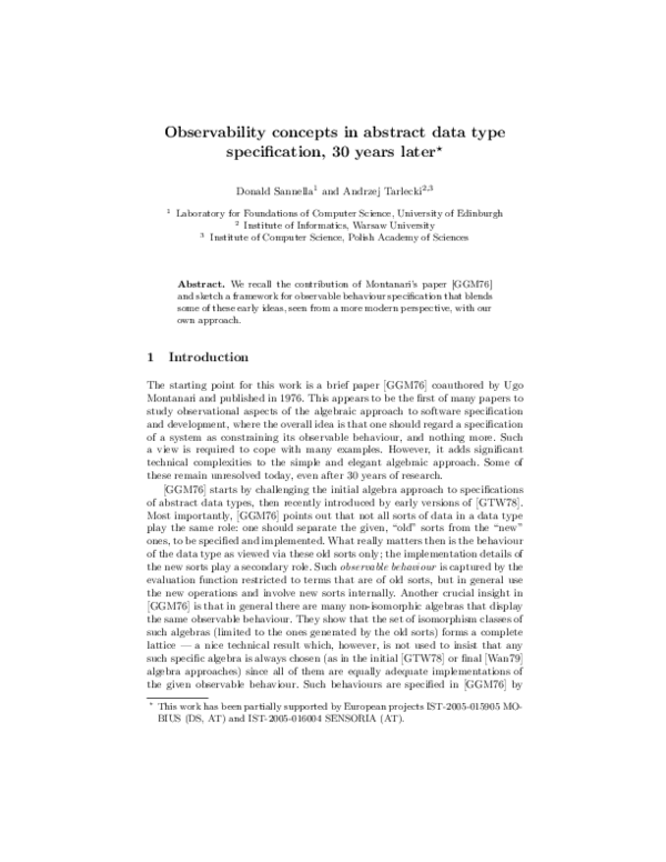 (PDF) Observability Concepts in Abstract Data Type Specification, 30 ...
