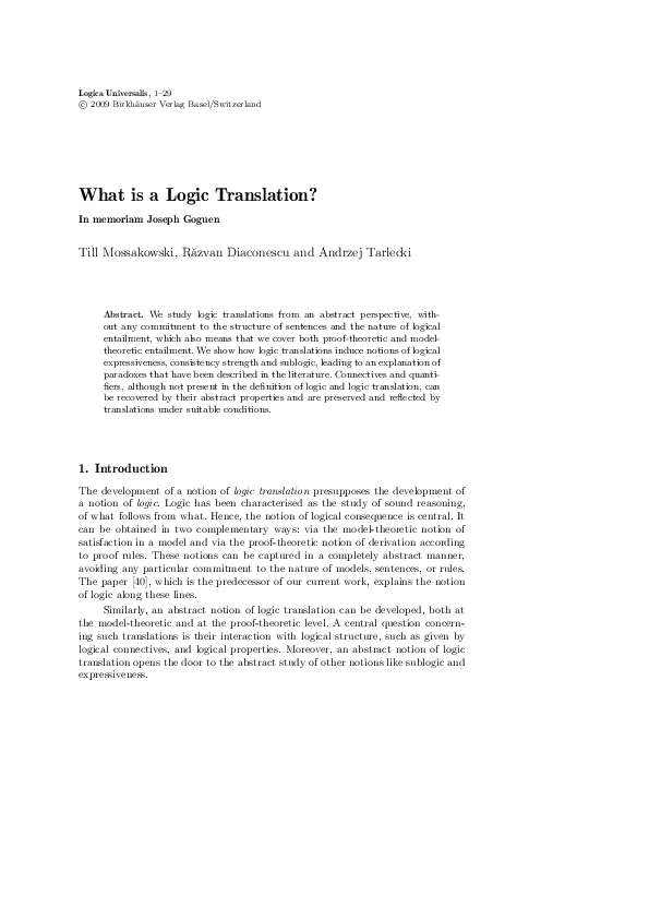(PDF) What is a Logic Translation?