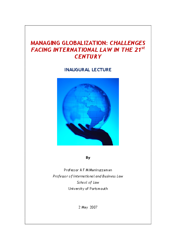 (PDF) MANAGING GLOBALIZATION: CHALLENGES FACING INTERNATIONAL LAW IN ...