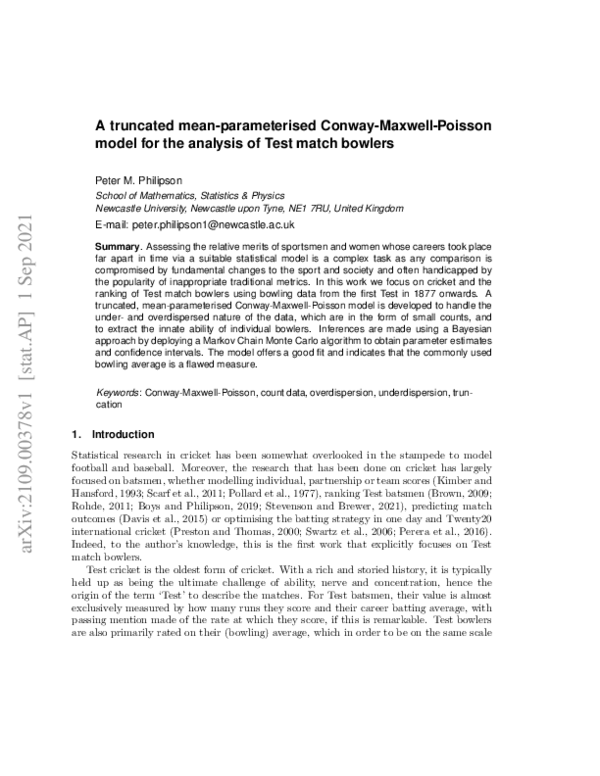 (PDF) A truncated mean-parameterised Conway-Maxwell-Poisson model for ...