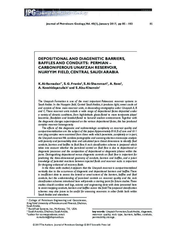 (PDF) Depositional and Diagenetic Barriers, Baffles and Conduits ...