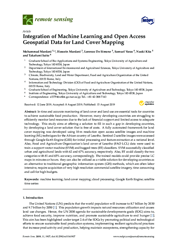 (PDF) Integration of Machine Learning and Open Access Geospatial Data ...