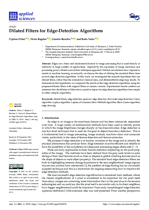 Pdf Dilated Filters For Edge Detection Algorithms