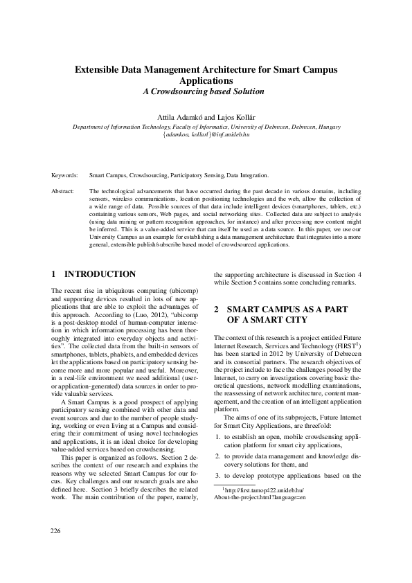 (PDF) Extensible Data Management Architecture for Smart Campus Applications: A Crowdsourcing ...