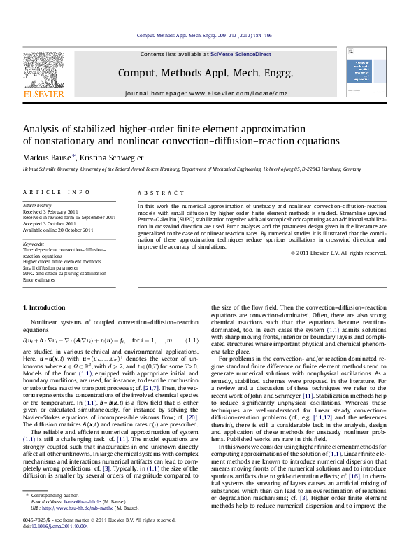 (PDF) Analysis of stabilized higher-order finite element approximation of nonstationary and ...