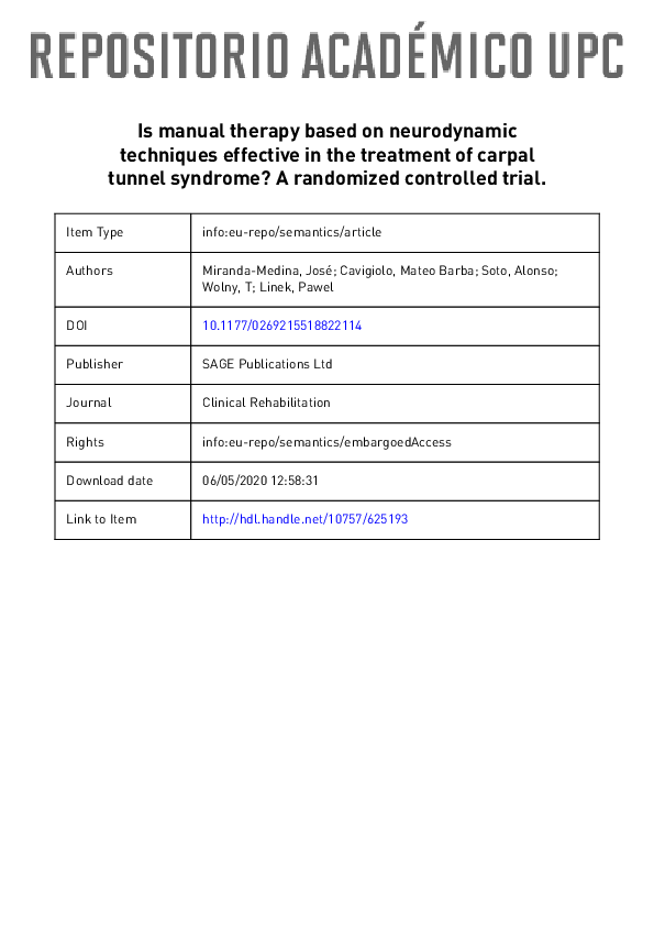 (PDF) Is manual therapy based on neurodynamic techniques effective in ...