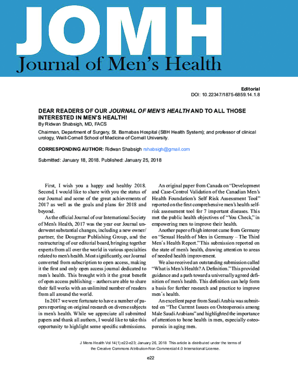 (PDF) Message from the Editor-in-Chief | Ridwan Shabsigh - Academia.edu