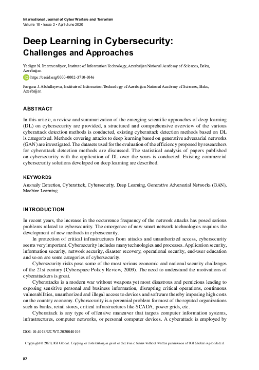 (PDF) Deep Learning in Cybersecurity | Fargana Abdullayeva - Academia.edu