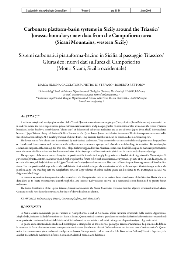 (PDF) Carbonate platform-basin system in Soicily around the Triassic ...
