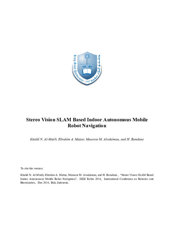 Pdf Stereo Vision Slam Based Indoor Autonomous Mobile Robot Navigation