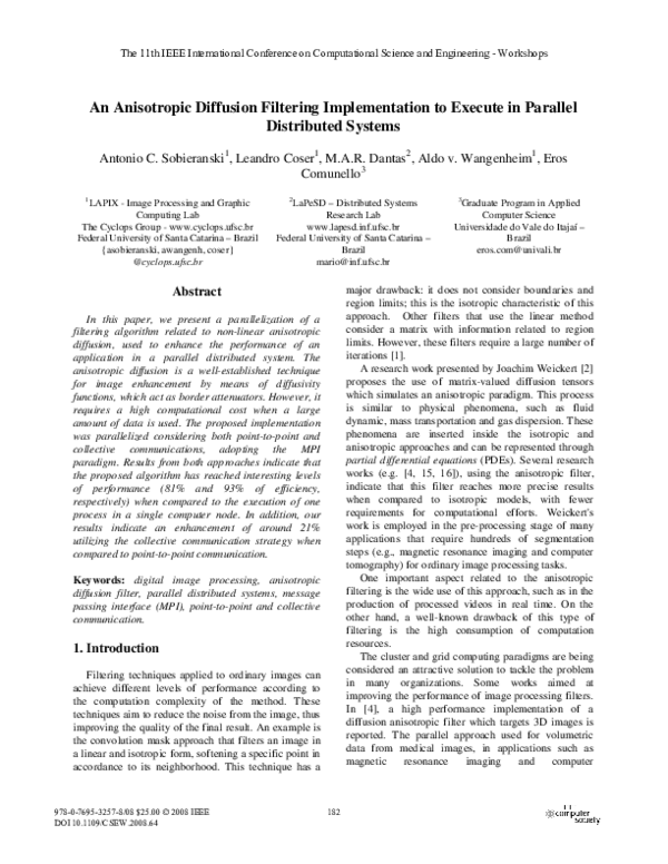 (PDF) An anisotropic diffusion filtering implementation to execute in parallel distributed systems