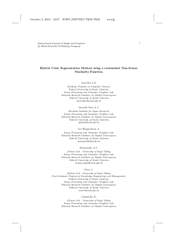 Pdf Hybrid Color Segmentation Method Using A Customized Nonlinear Similarity Function