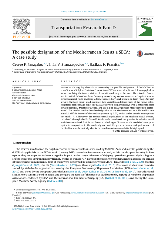 (PDF) The possible designation of the Mediterranean Sea as a SECA: A ...