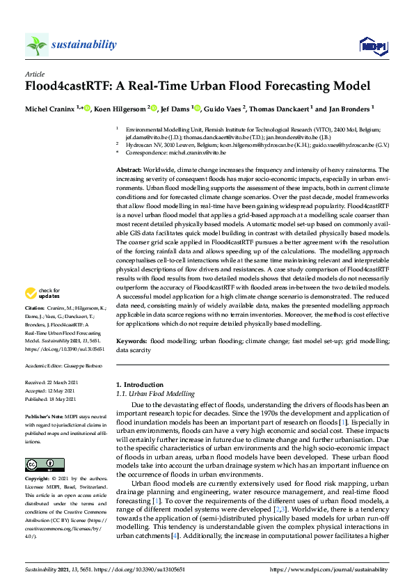 (PDF) Flood4castRTF: A Real-Time Urban Flood Forecasting Model