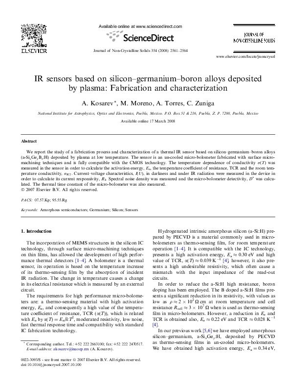 (PDF) IR sensors based on silicon–germanium–boron alloys deposited by ...