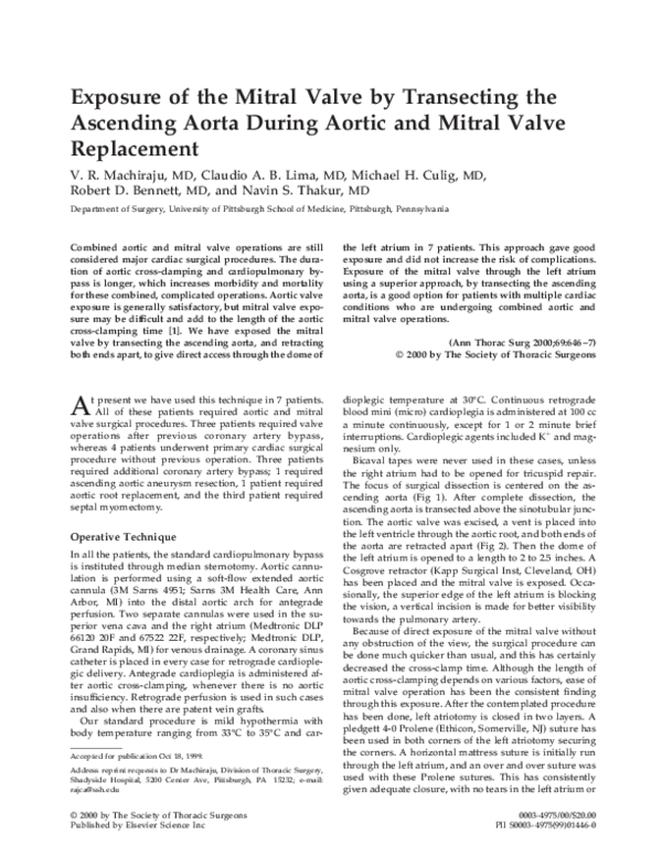 (PDF) Exposure of the mitral valve by transecting the ascending aorta ...