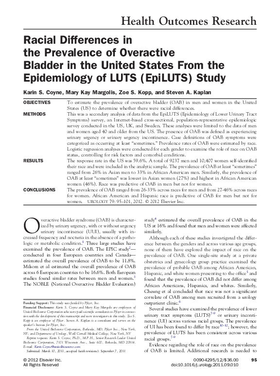 (PDF) Racial differences in the prevalence of overactive bladder in the ...