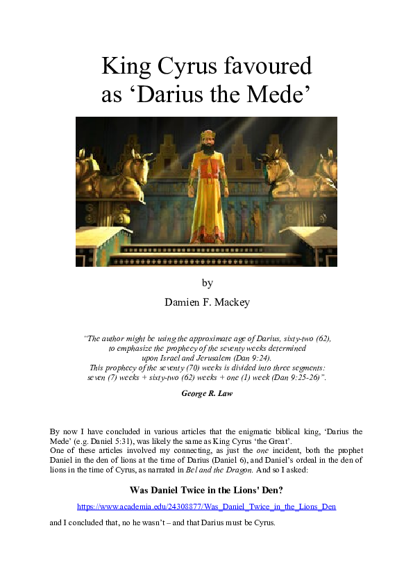 (DOC) King Cyrus favoured as 'Darius the Mede'