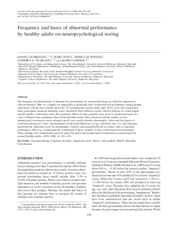 (PDF) Frequency and bases of abnormal performance by healthy adults on ...