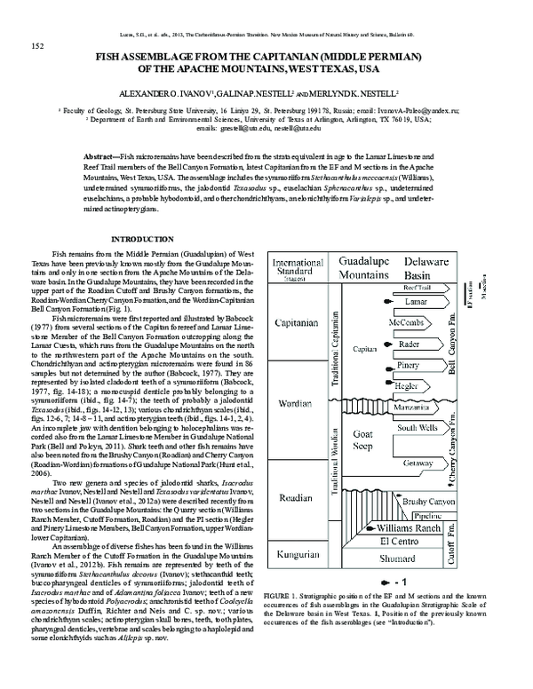 (PDF) Fish assemblage from the Capitanian (Middle Permian) of the ...