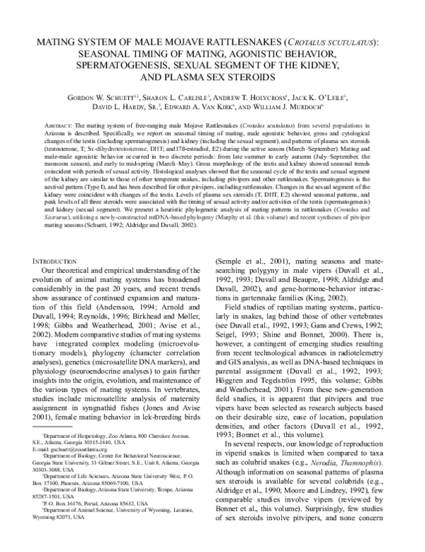 (PDF) Mating System of Male Mojave Rattlesnakes (Crotalus scutulatus ...
