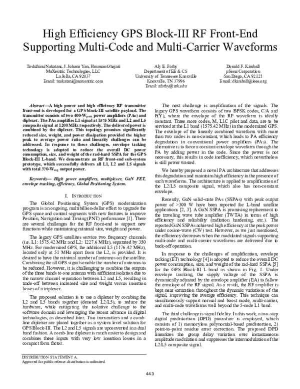 (PDF) High Efficiency GPS Block-III RF Front-End Supporting Multi-Code ...