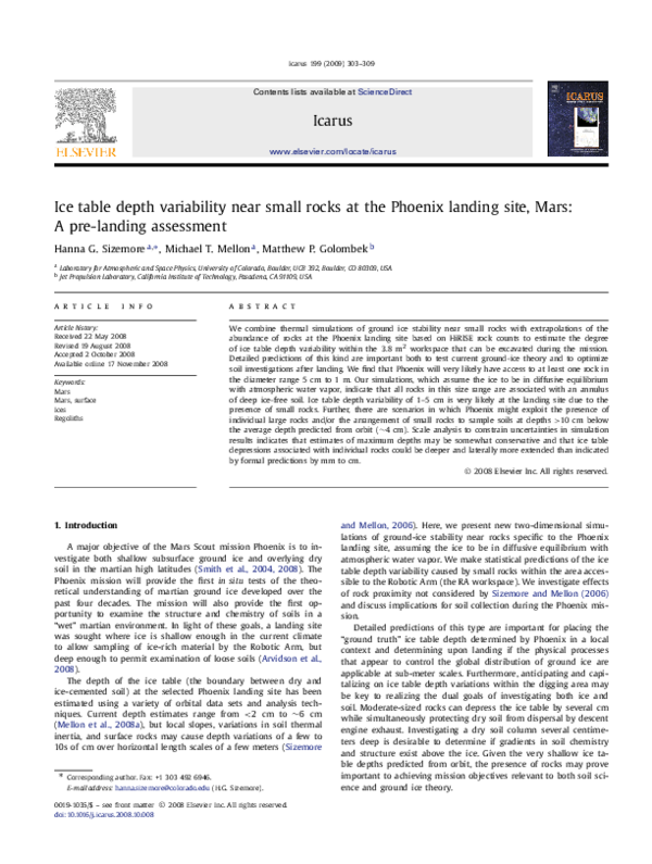 (PDF) A prelanding assessment of the ice table depth and ground ice ...