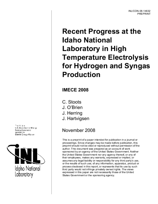 (PDF) Recent Progress At The Idaho National Laboratory In High ...