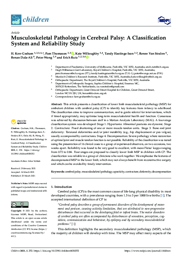 (PDF) Musculoskeletal Pathology in Cerebral Palsy: A Classification ...